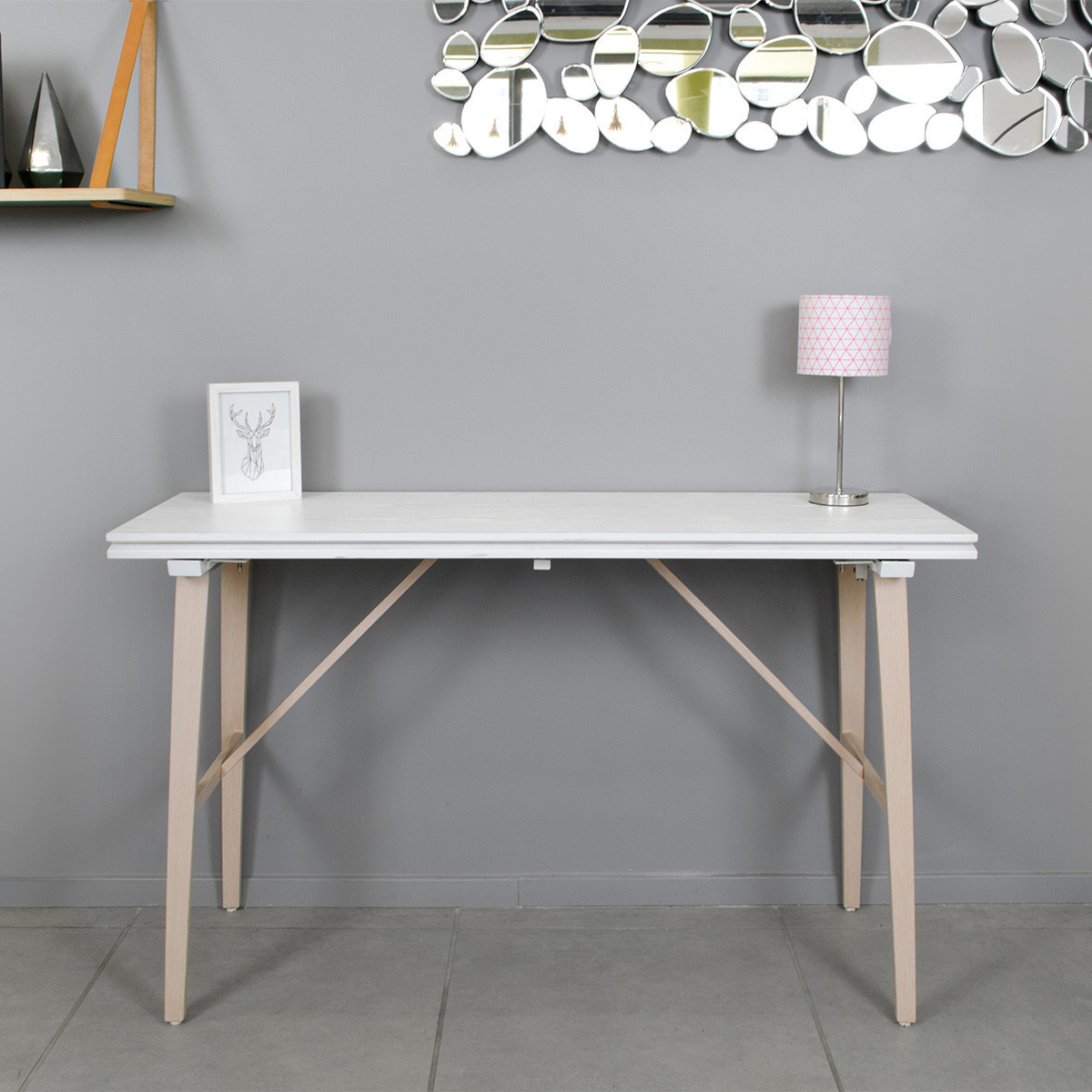 Console en bois extensible avec allonge pliante , Aruna