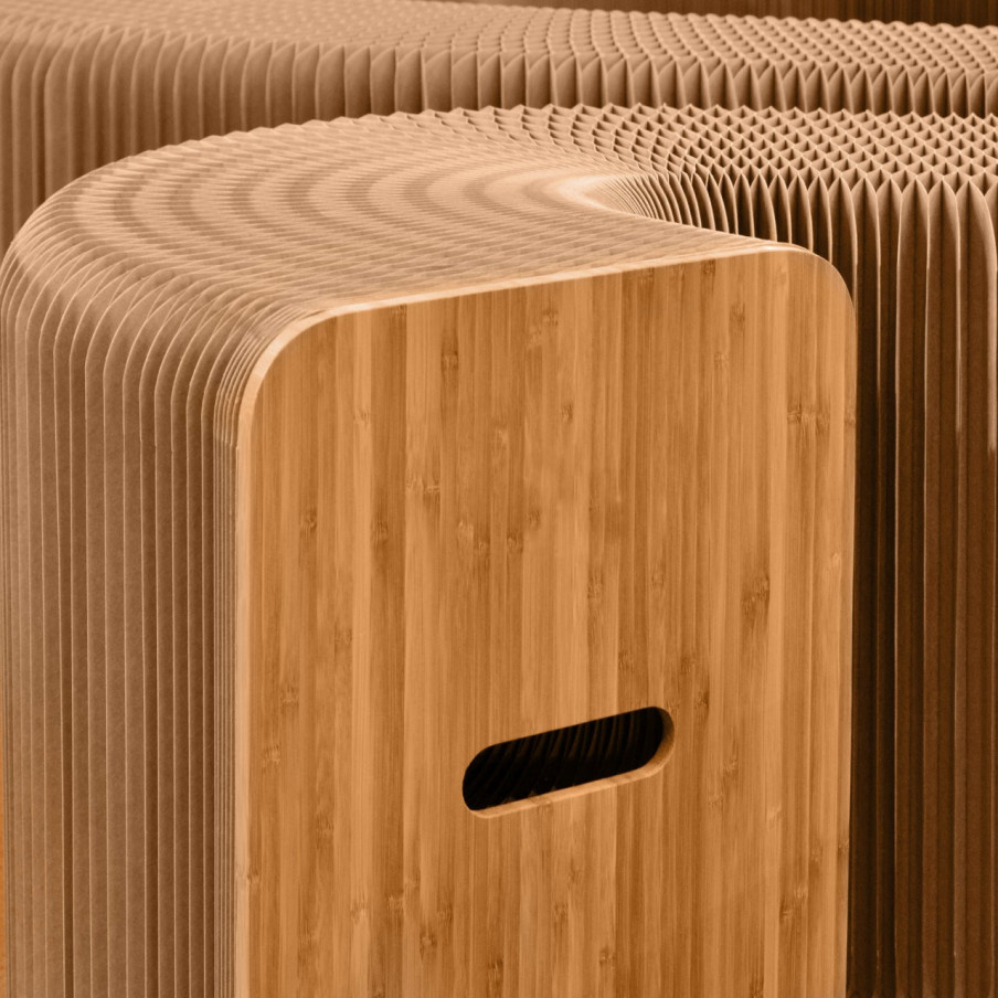 Banc pliable en carton extensible, Stooly